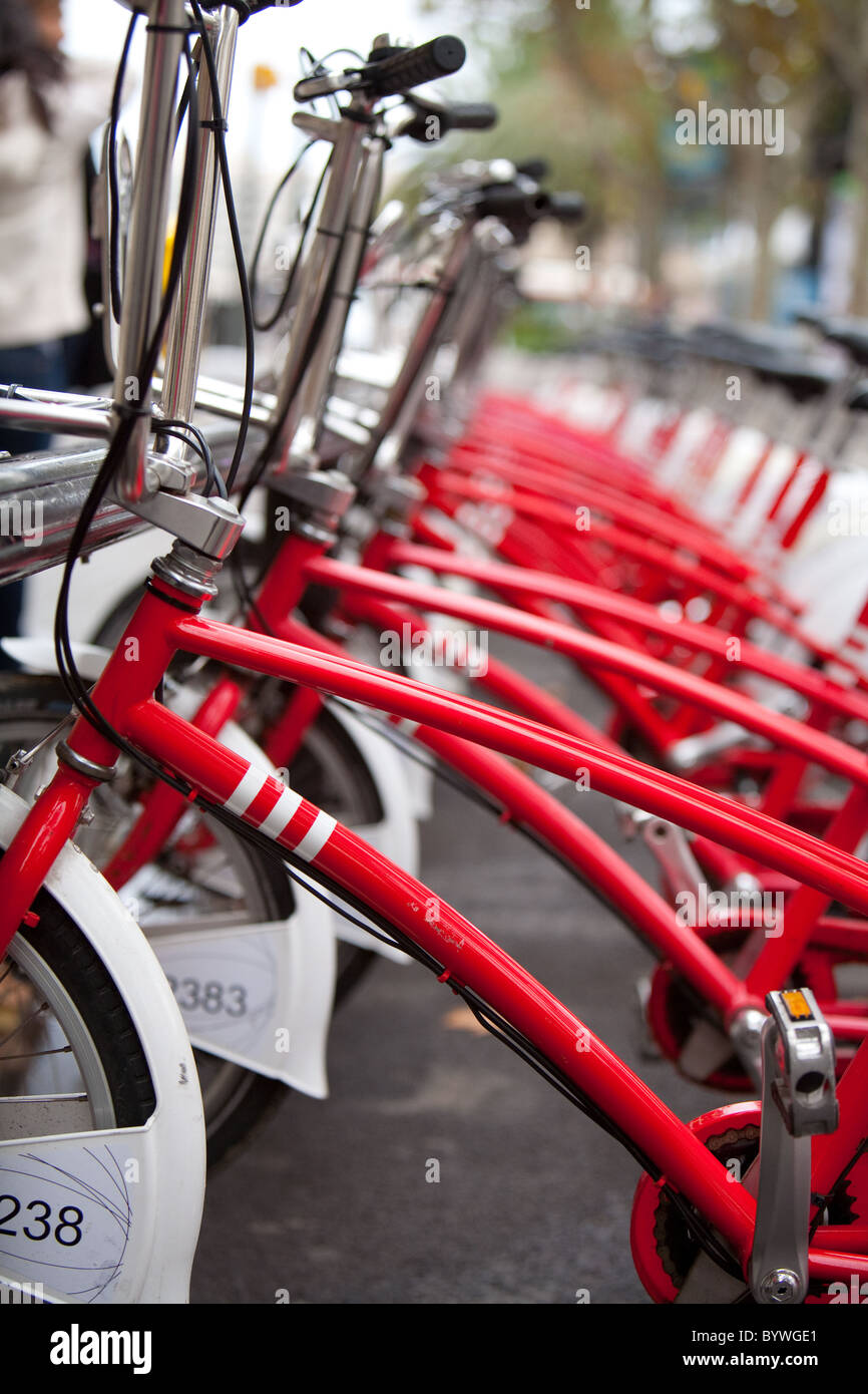 rack of municipal bicycles in the city of Barcelona Spain Stock Photo ...