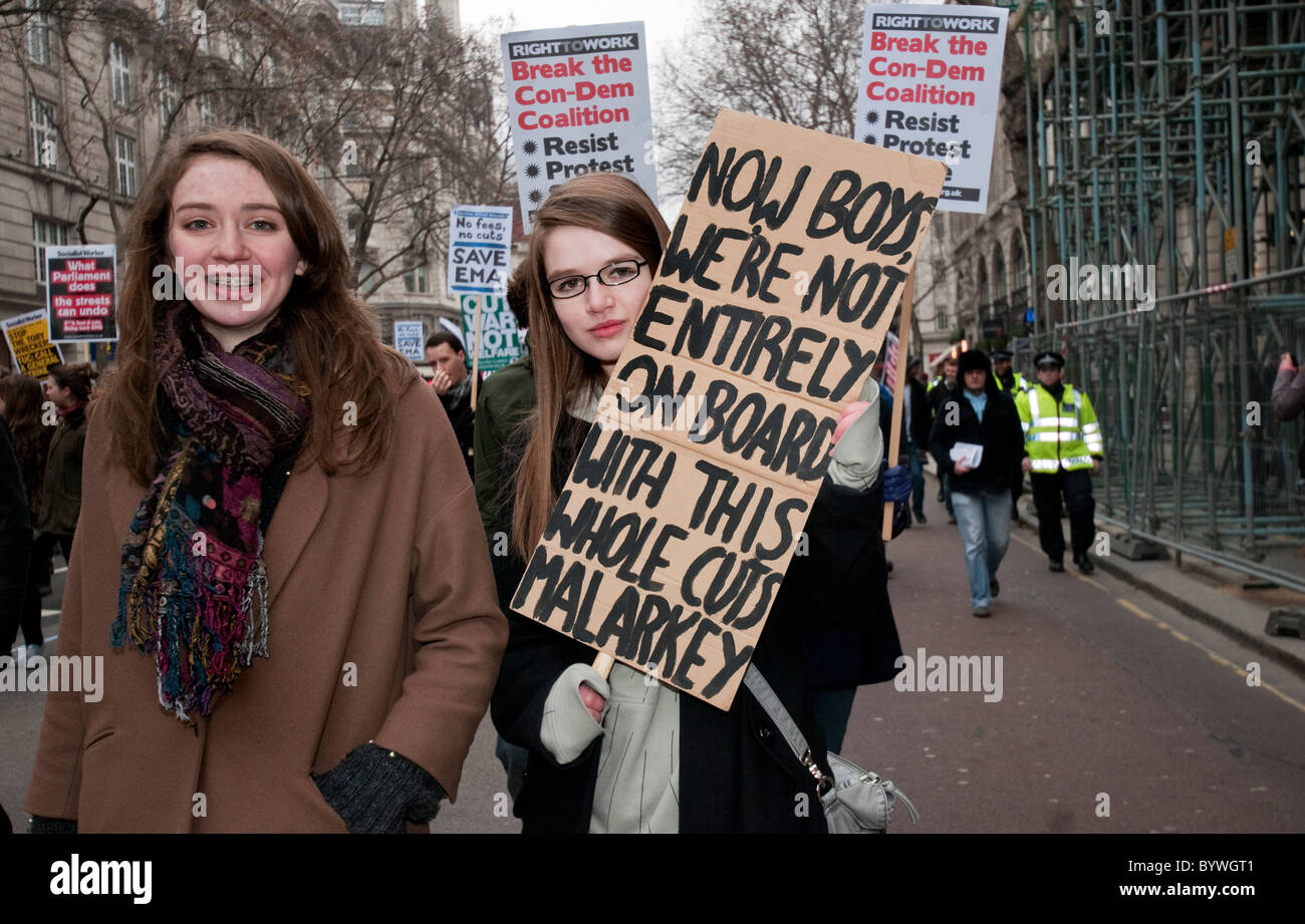 Demonstration of student protesting cuts in tuition fees London 2011 ...