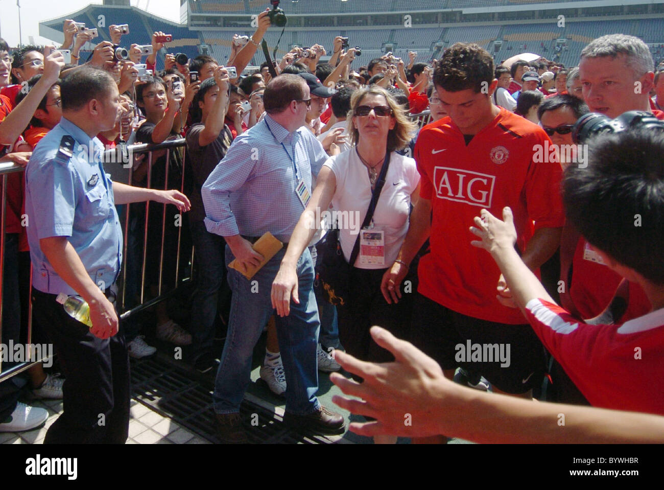 Cristiano Ronaldo walks past hundreds of fans as he arrives for ...
