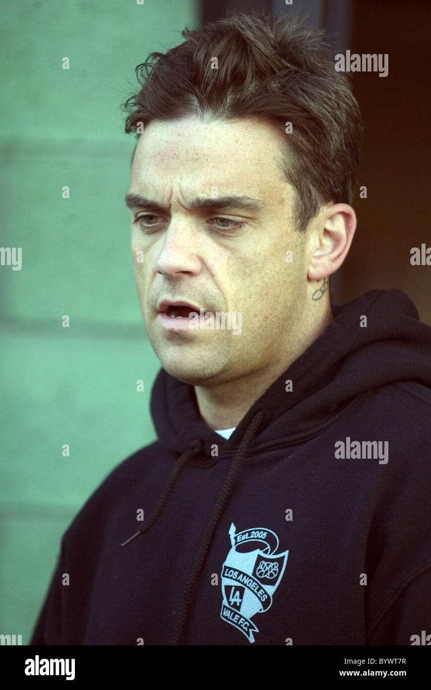 Robbie Williams at his LA Vale football club Los Angeles, California ...