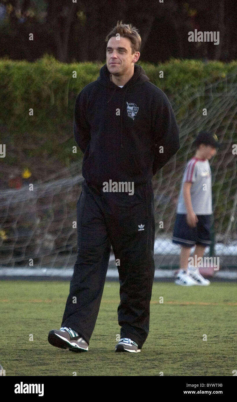 Robbie Williams at his LA Vale football club Los Angeles, California ...