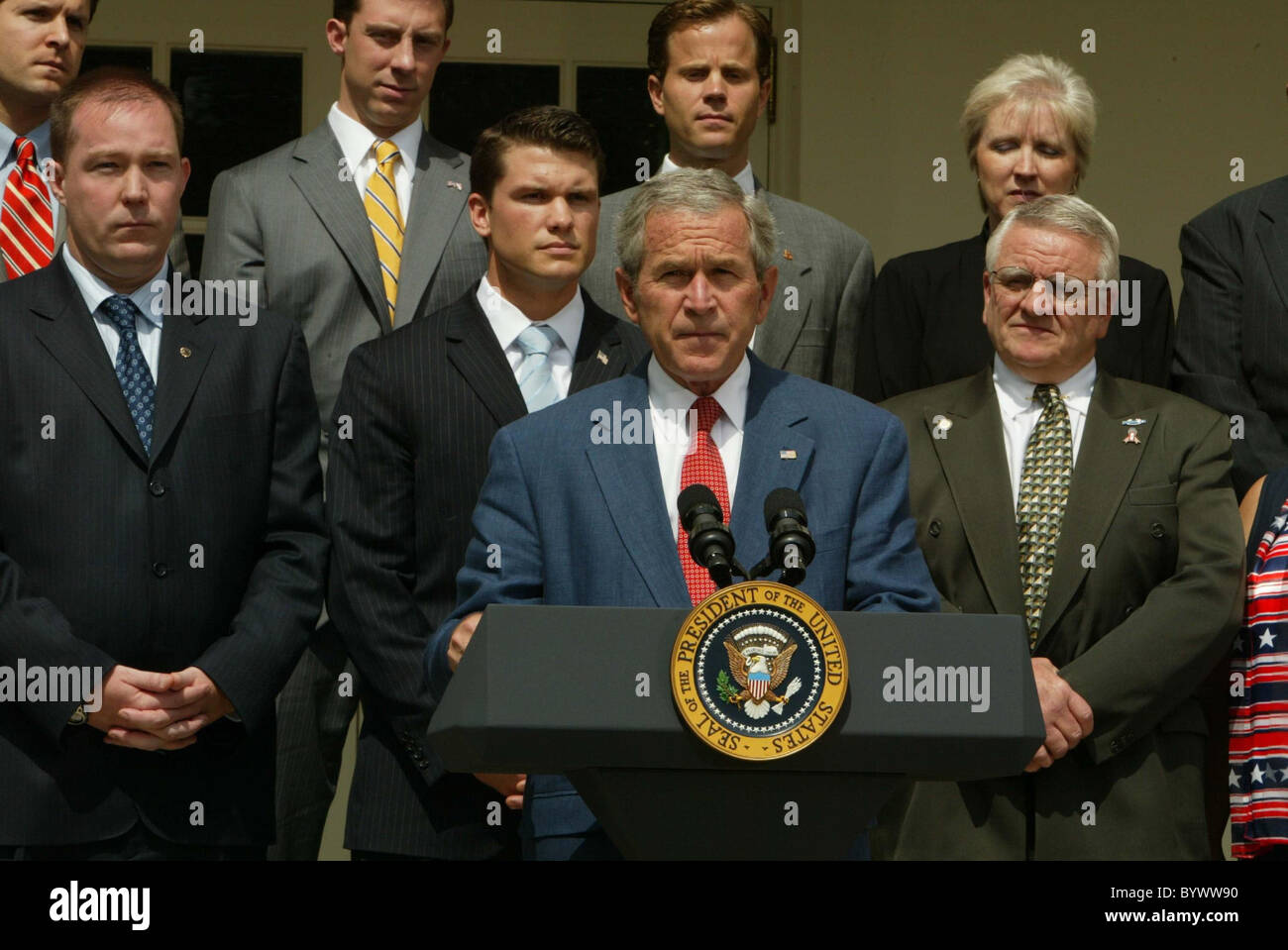 President George Bush who has been under fire for his continuing push ...