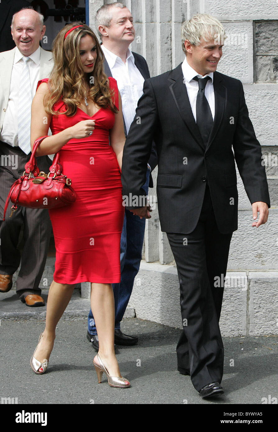 Jody Albert and Cian Egan at the christening of Nicky Byrne of Westlife ...