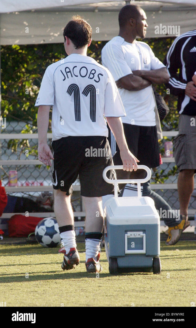 Declan Donelly wearing a team mates shirt whilst playing football for ...