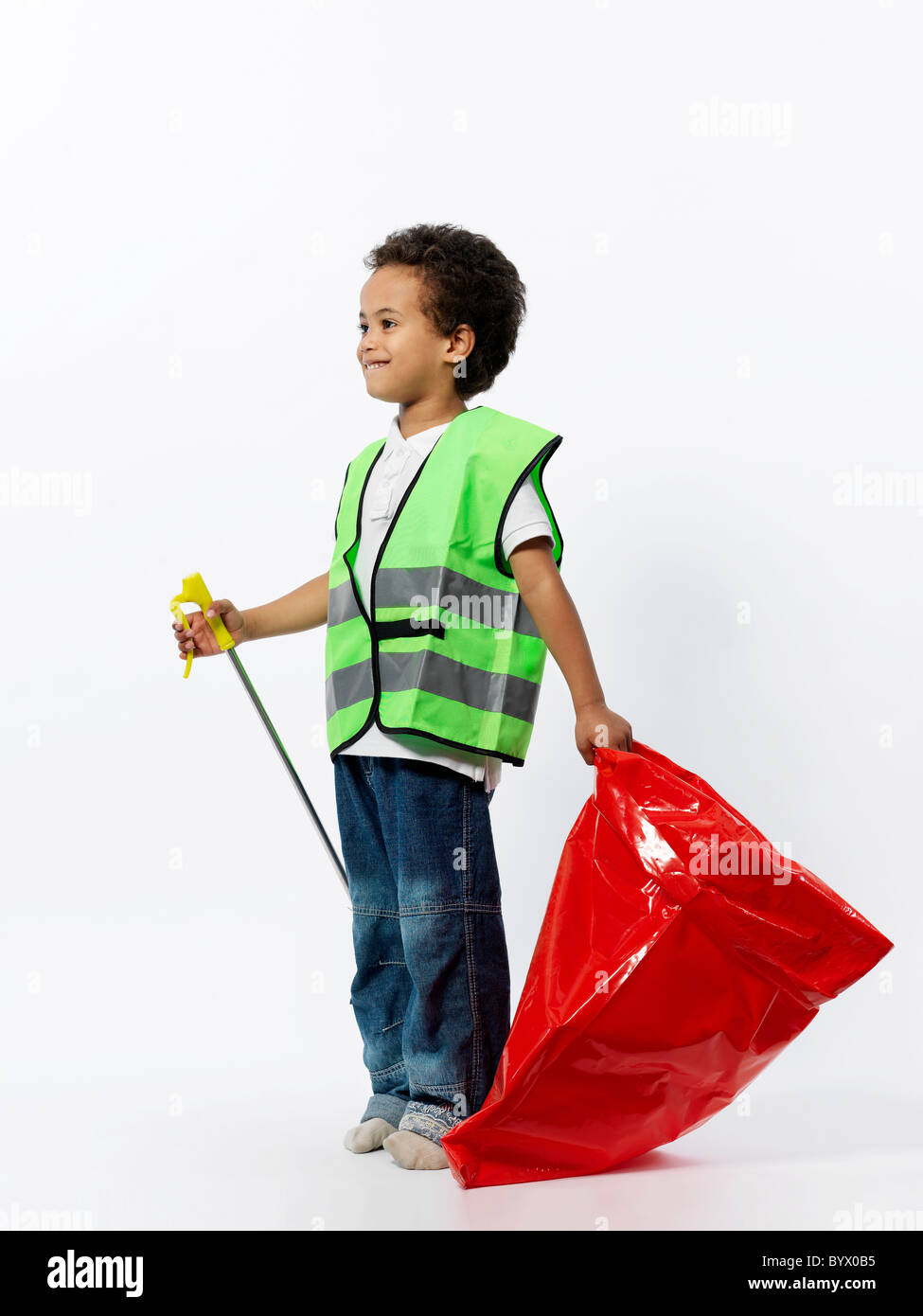 Boy with cleaning gear Stock Photo - Alamy