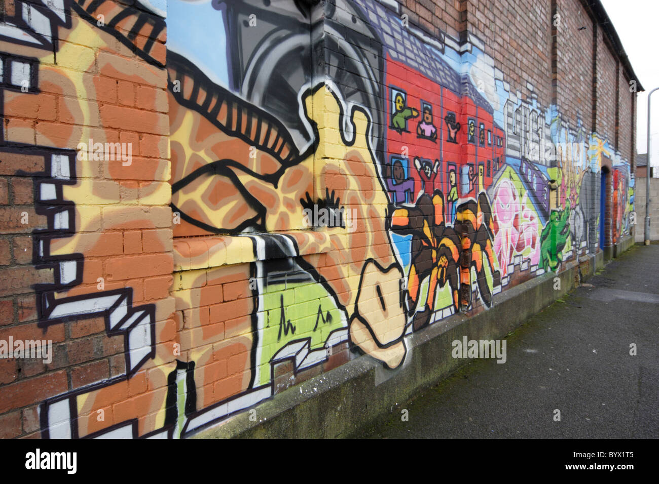 Brick wall with grafitti Stock Photo - Alamy