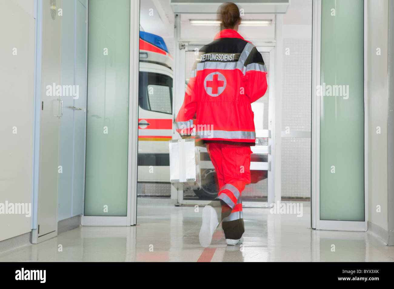 Ambulance rear back view hi-res stock photography and images - Alamy