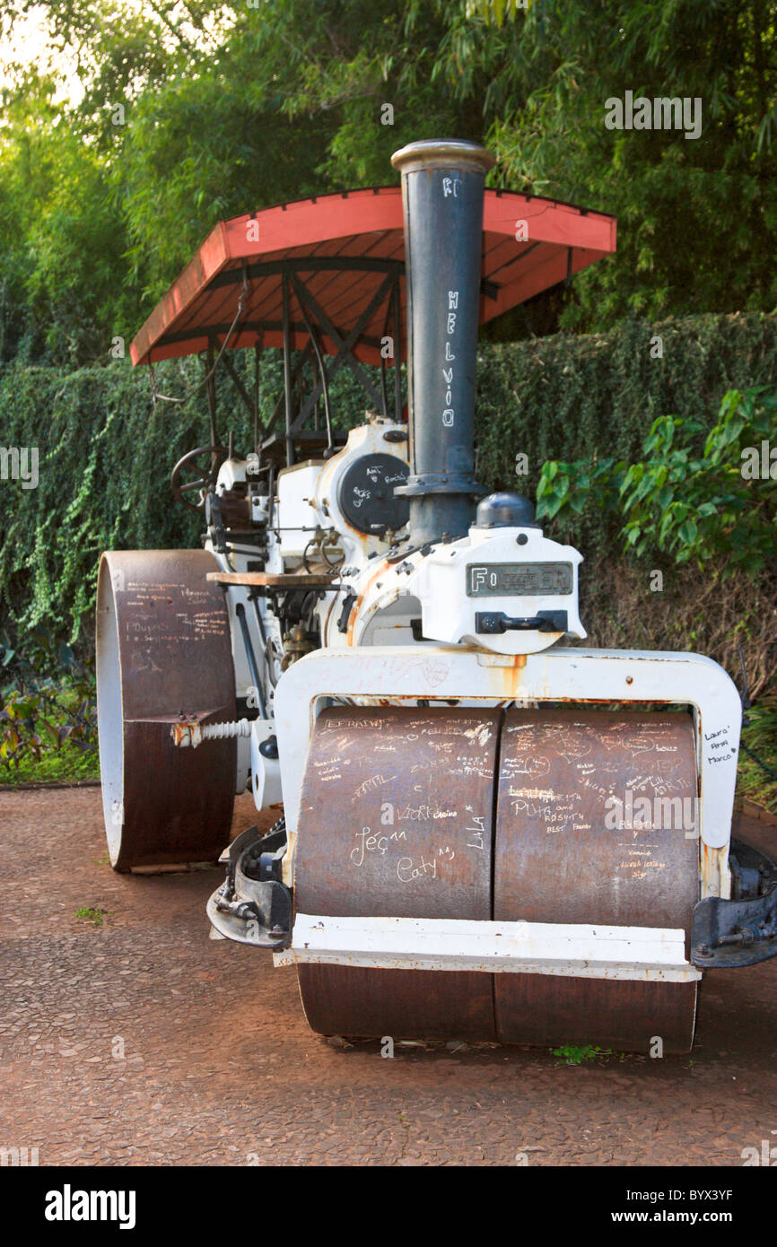 Antique Steam Operated Road Construction Engine, Funchal, Madeira Stock ...