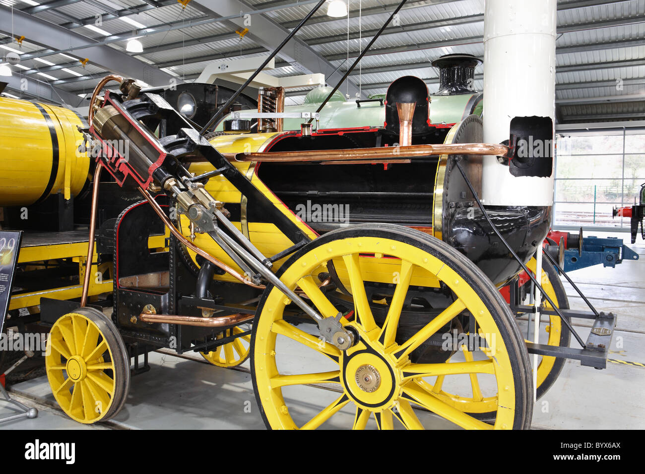 A sectioned replica of the steam locomotive Rocket at the NRM ...