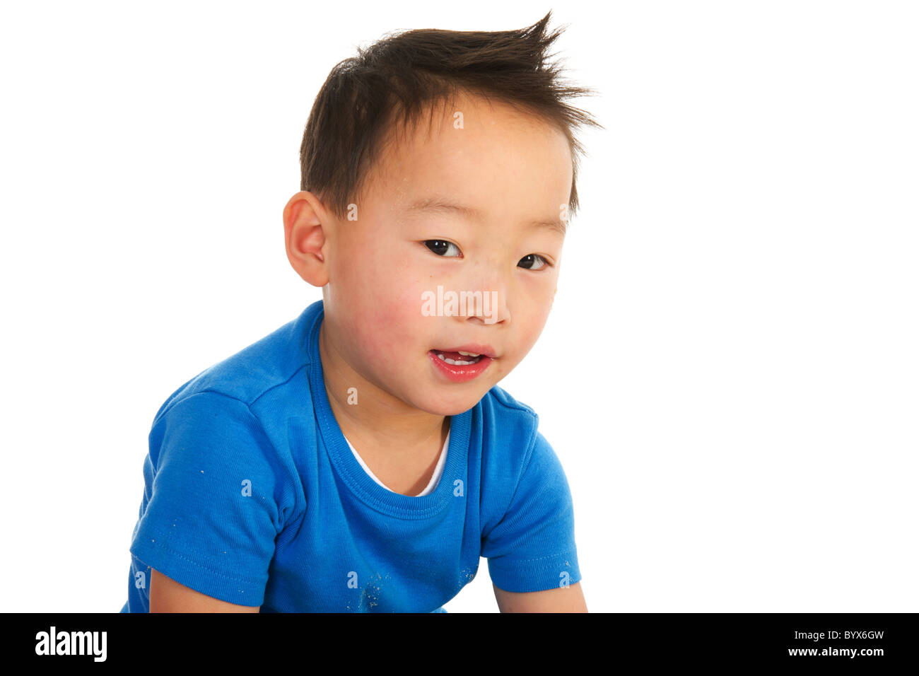 Portrait of a Chinese boy isolated over white Stock Photo - Alamy