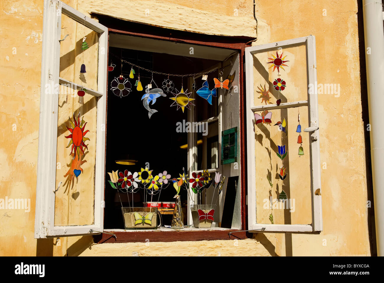 Open window with decorations Stock Photo - Alamy