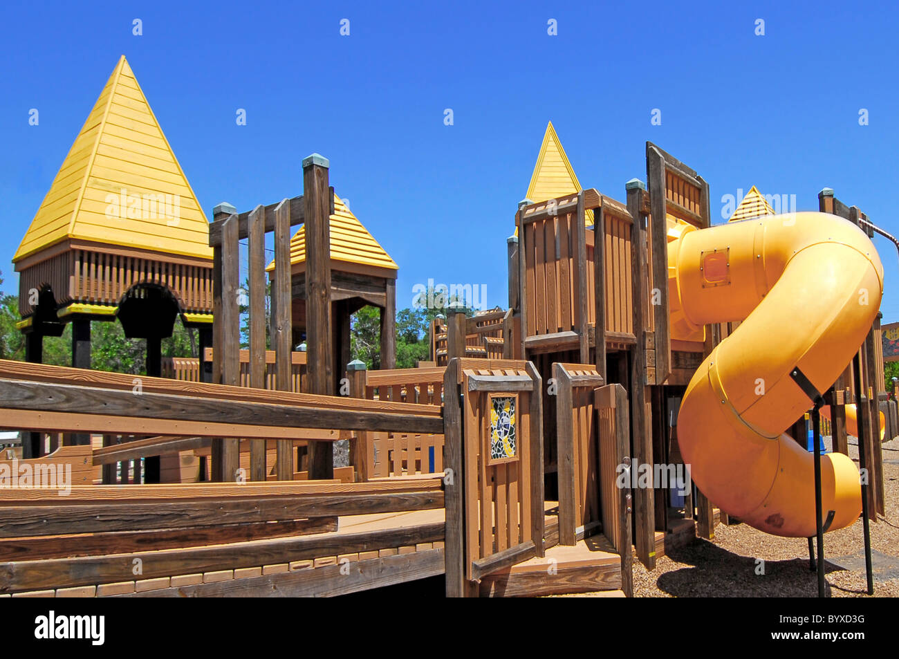 Playground with slide under blue sky Stock Photo - Alamy