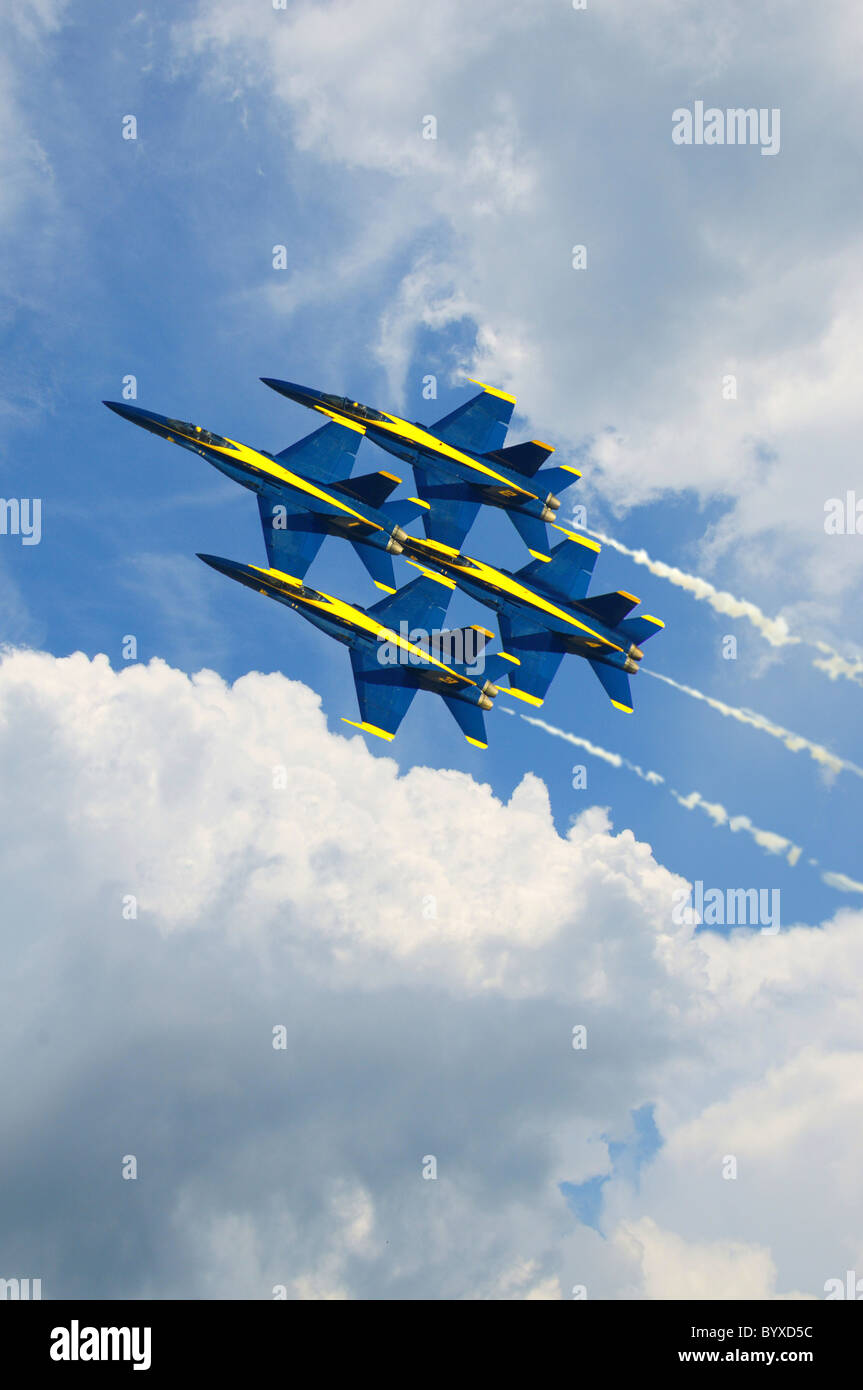 U.S. Navy Blue Angels Flight Demonstration Team Soaring Through Clouds ...