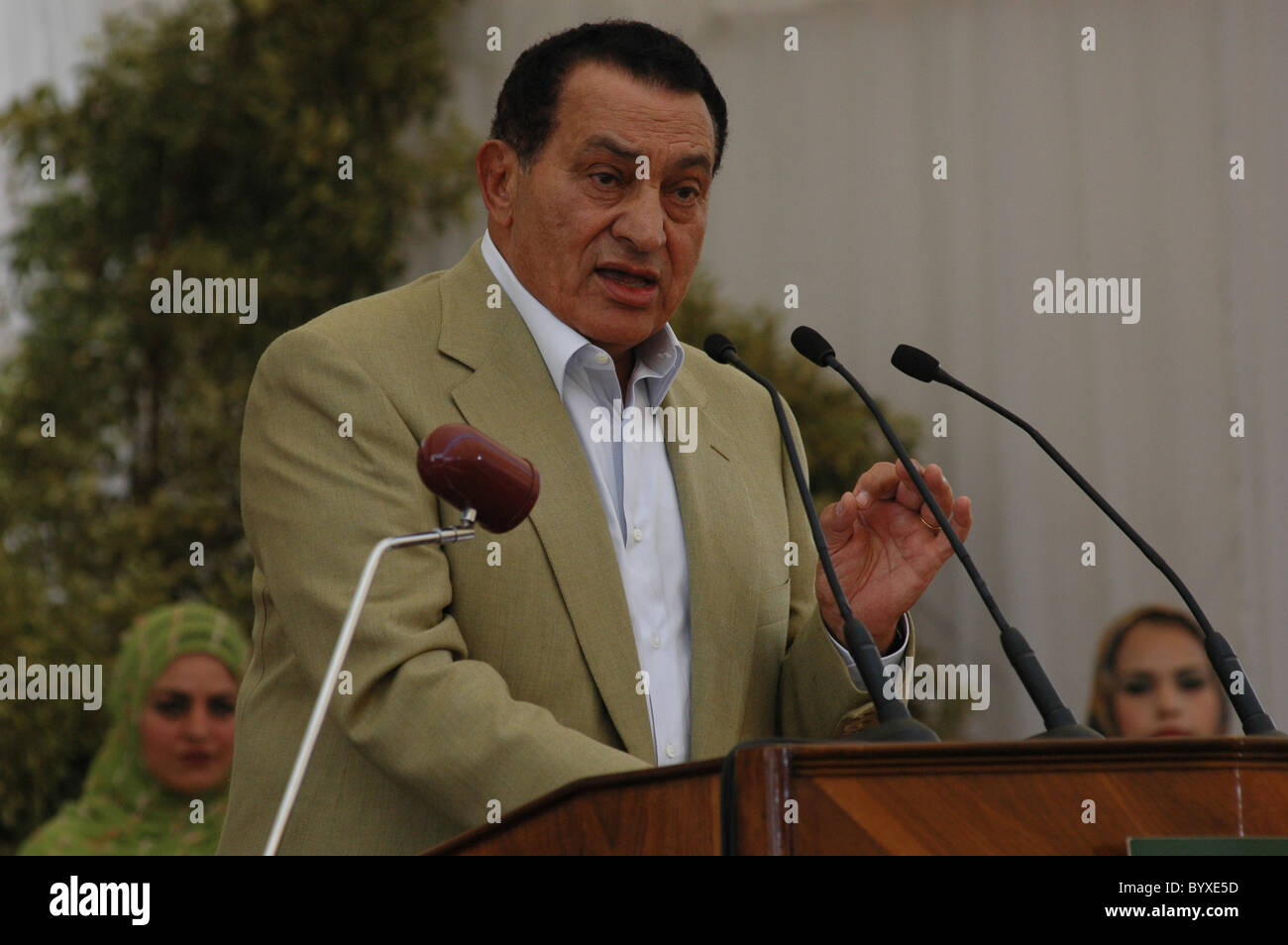 Egypt President Hosni Mubarak on the campaign trail in Minya in August ...