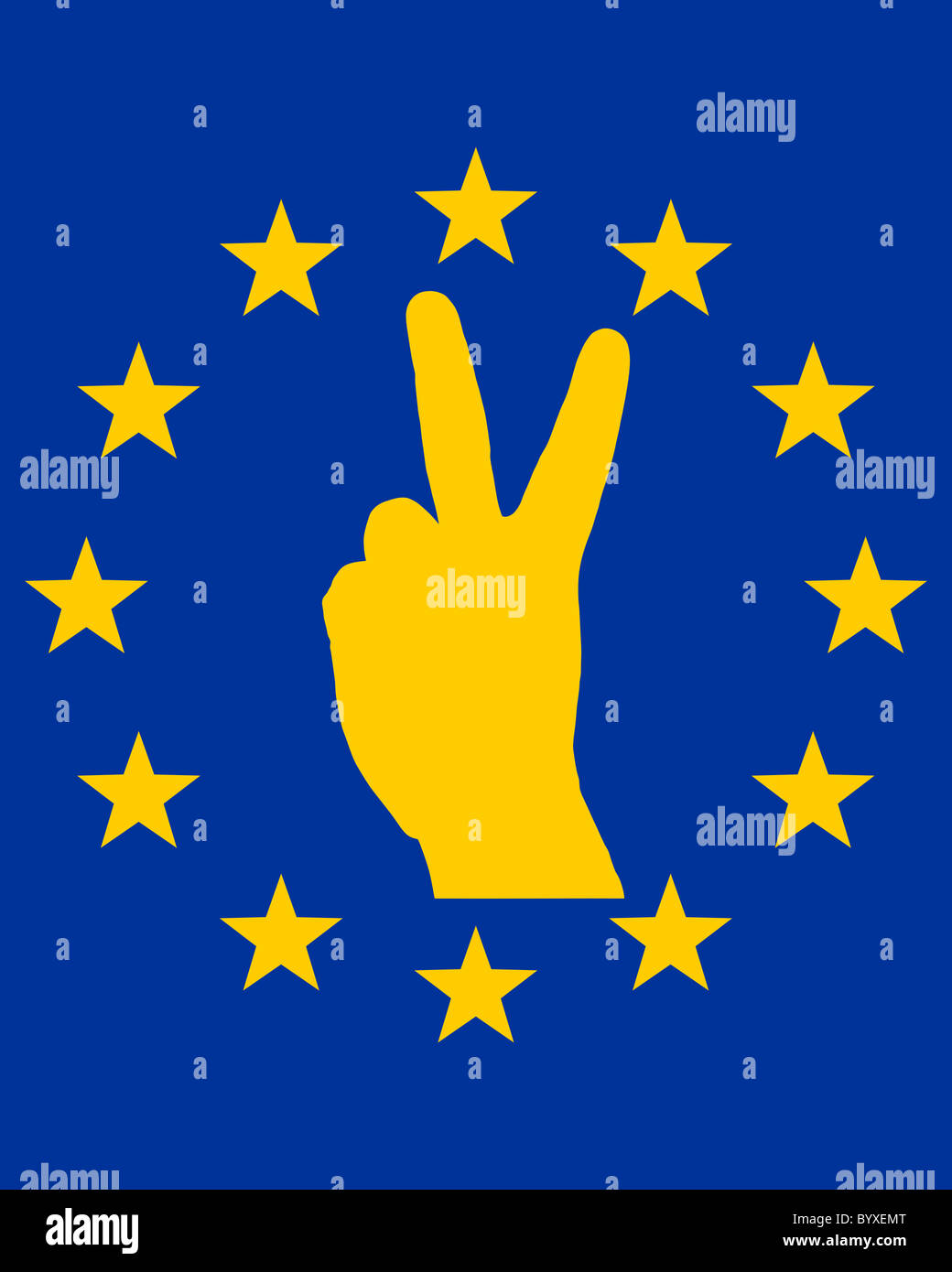European finger signal Stock Photo - Alamy