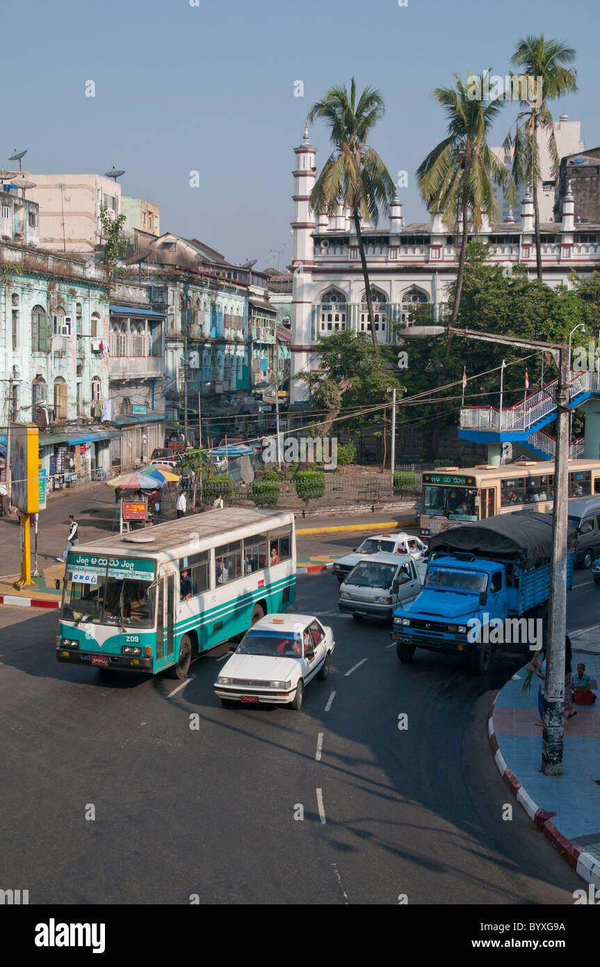 MYANMAR/BURMA. TRAFFIC IN THE CAPITAL YANGON, OLD RANGOON Stock Photo ...
