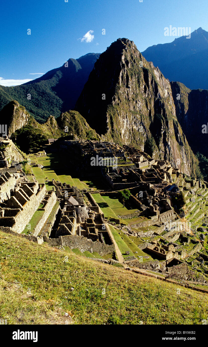 Incan ruins near the Grand Plaza as seen from the Hut of the Caretaker ...