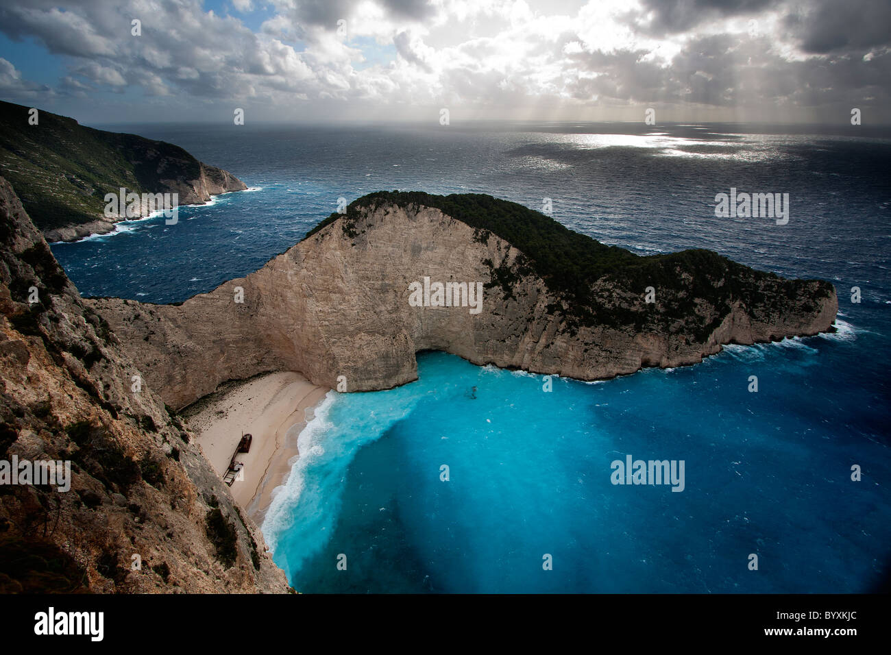 View of navagio beach with the shipwreck hi-res stock photography and ...