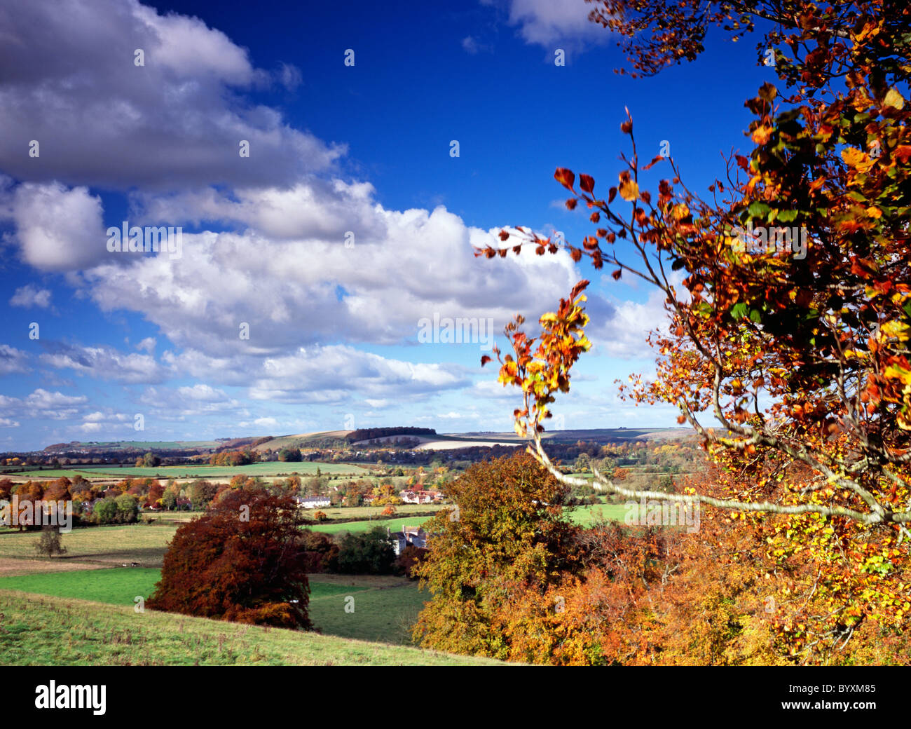A view of the Wylye Valley in Wiltshire, England taken near the village ...