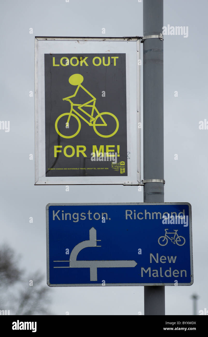 look out for me notice to protect cyclists Stock Photo - Alamy