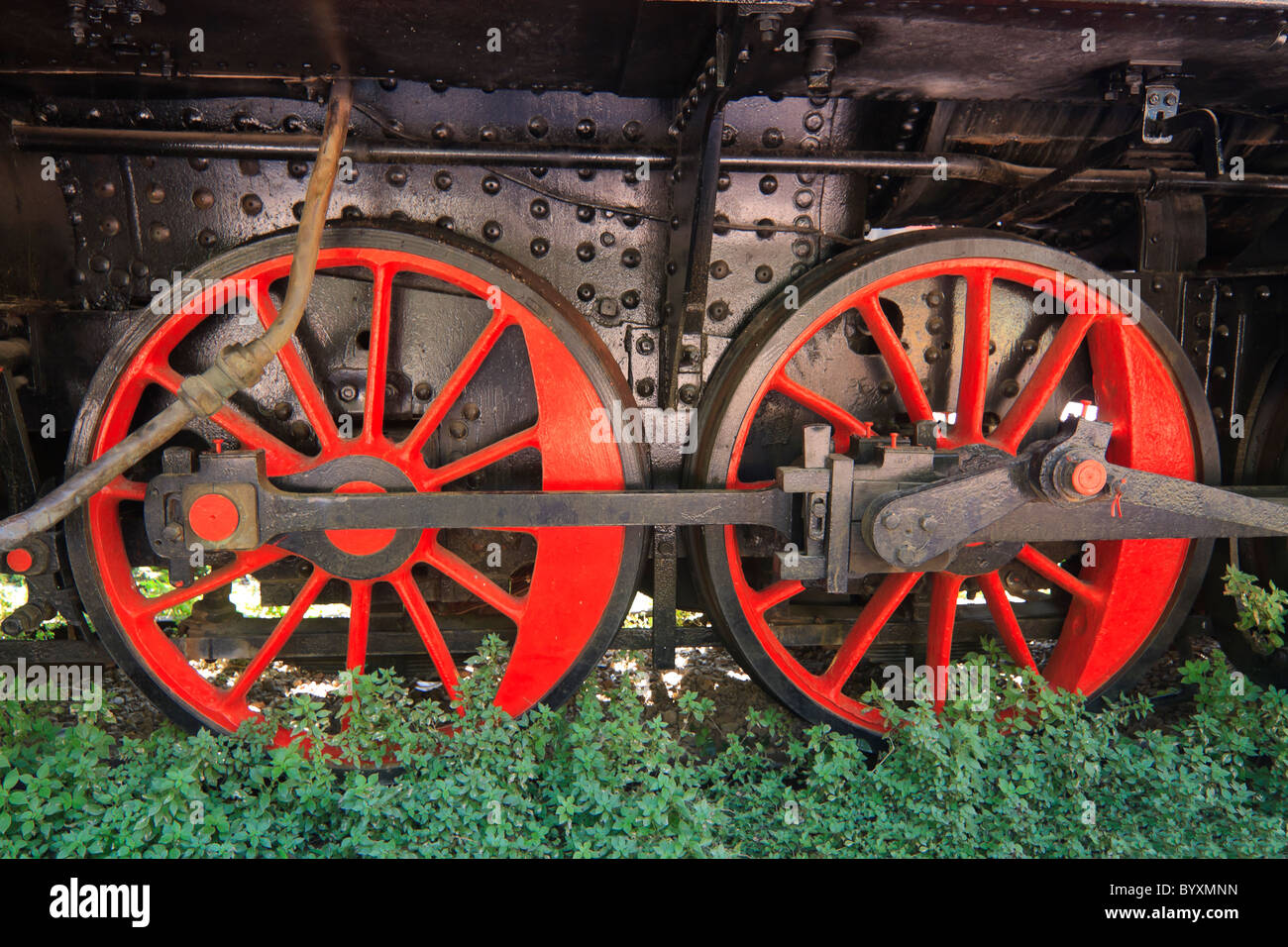 Old steam train wheels in train park Stock Photo - Alamy