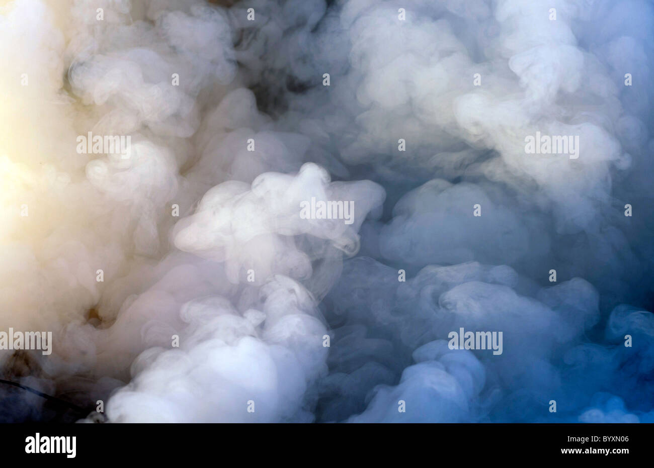 Closeup of white smoke of the burning, wet, autumn leaves Stock Photo ...