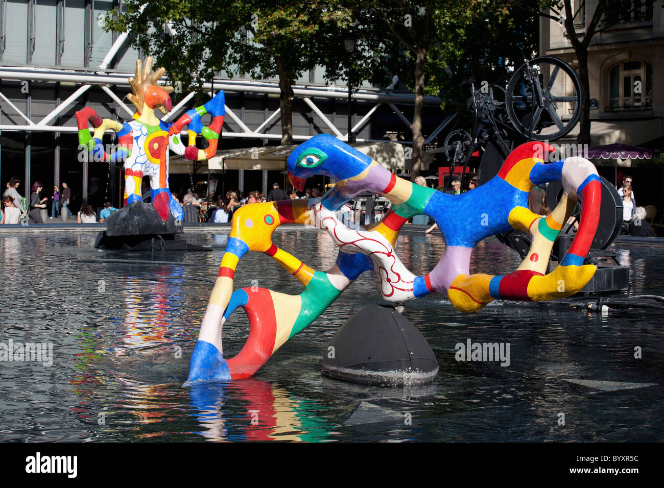 colourful sculptures in a pool; paris, france Stock Photo - Alamy