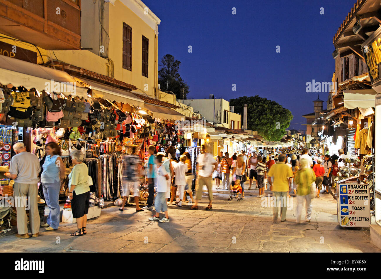 Old Rhodes Town Evening Rhodes Greek Islands Greece Hellas Stock Photo ...