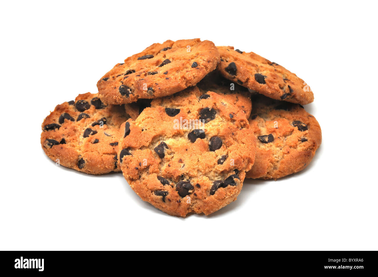 Stack of chocolate chip cookies isolated on white background Stock ...