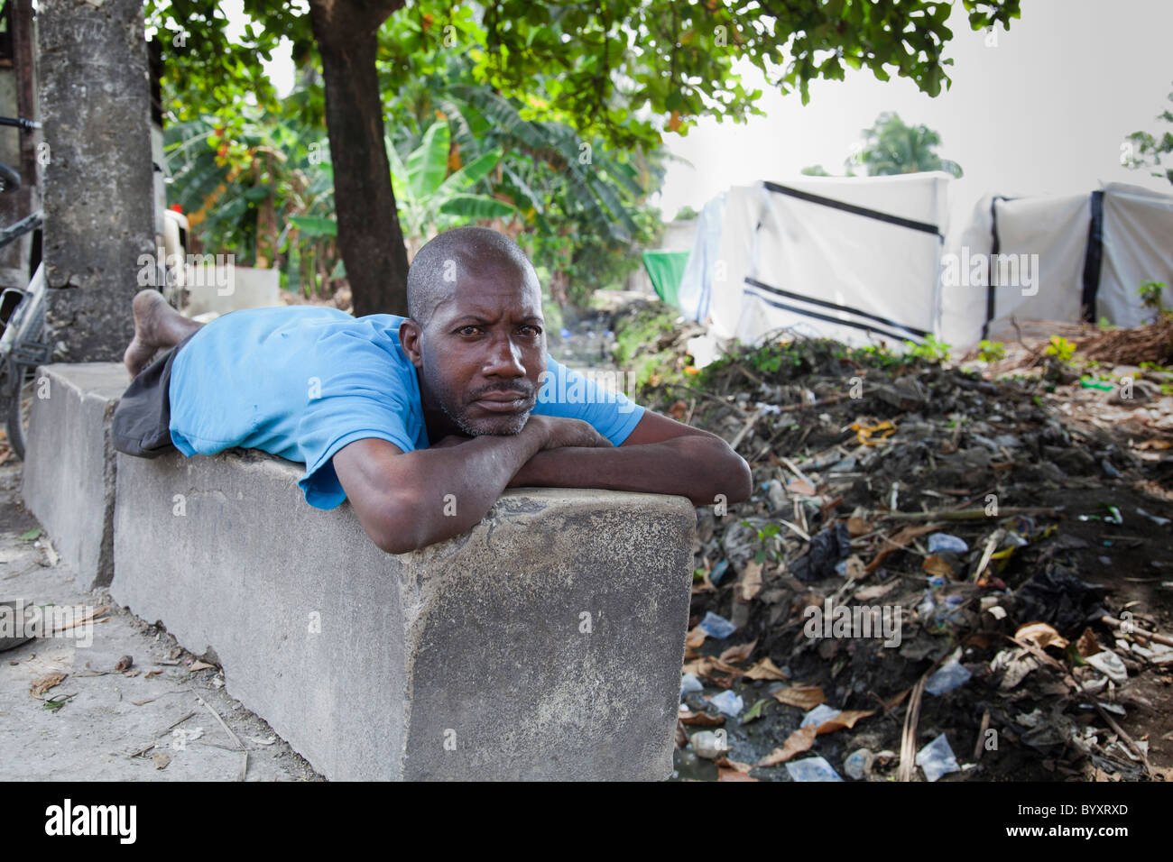 a displaced man that lost everything during an earthquake with his ...