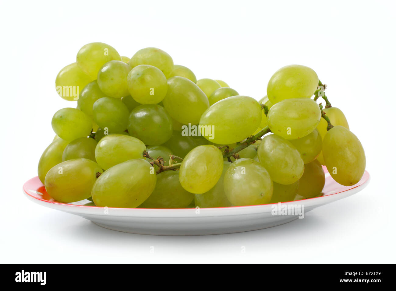 White grapes on plate Cut Out Stock Images & Pictures - Alamy