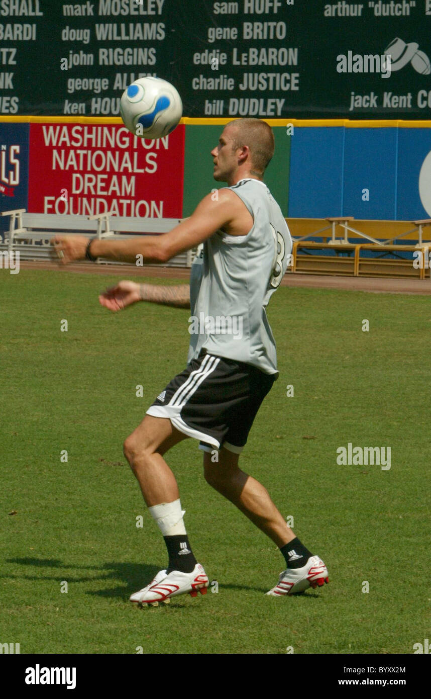 David Beckham practicing with his team LA Galaxy after attending a ...