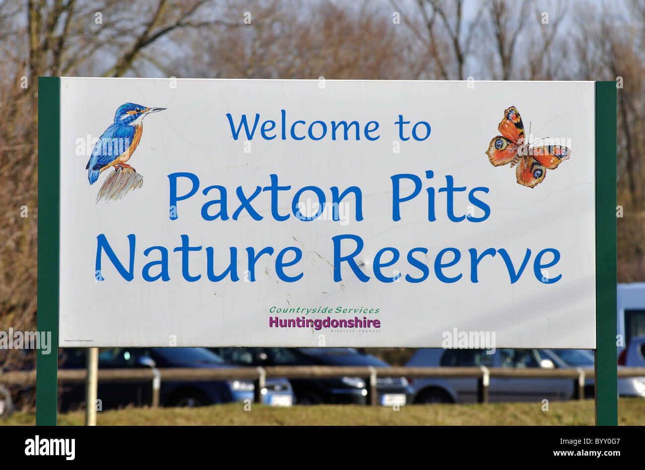 Paxton Pits Nature Reserve sign, Cambridgeshire, England, UK Stock ...