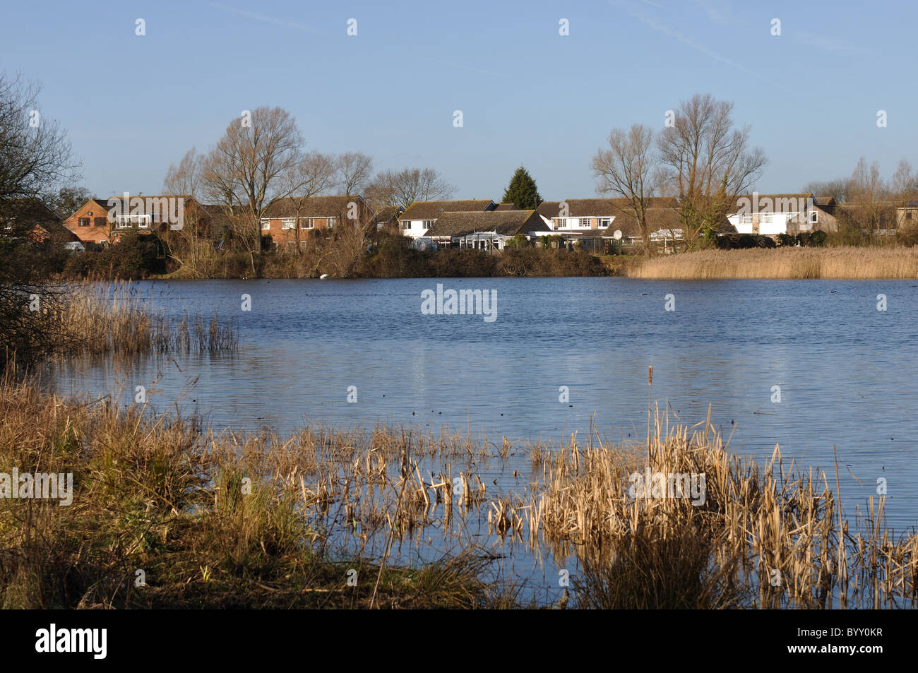 Rudd Pit in winter, Paxton Pits Nature Reserve, Cambridgeshire, England ...
