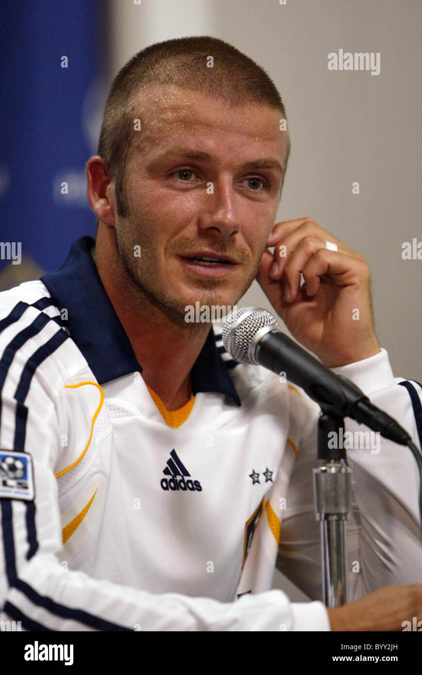 David Beckham Press conference held at the RFK Stadium batting room to ...