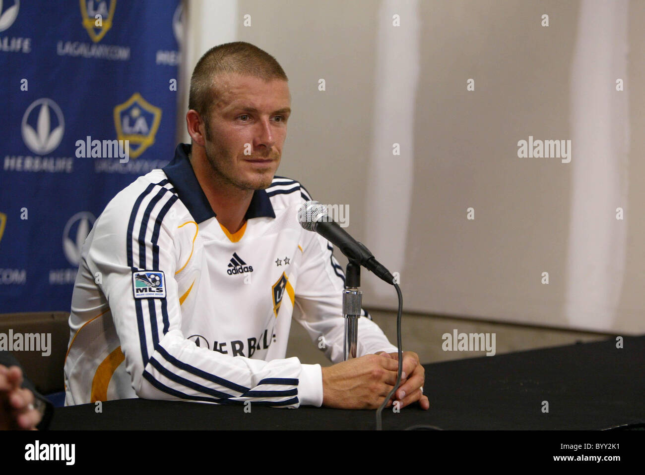 David Beckham Press conference held at the RFK Stadium batting room to ...
