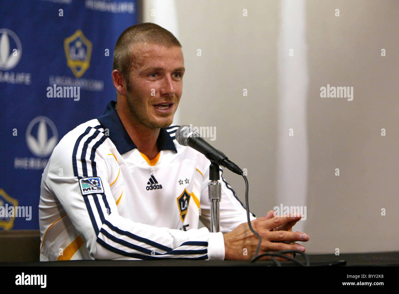 David Beckham Press conference held at the RFK Stadium batting room to ...