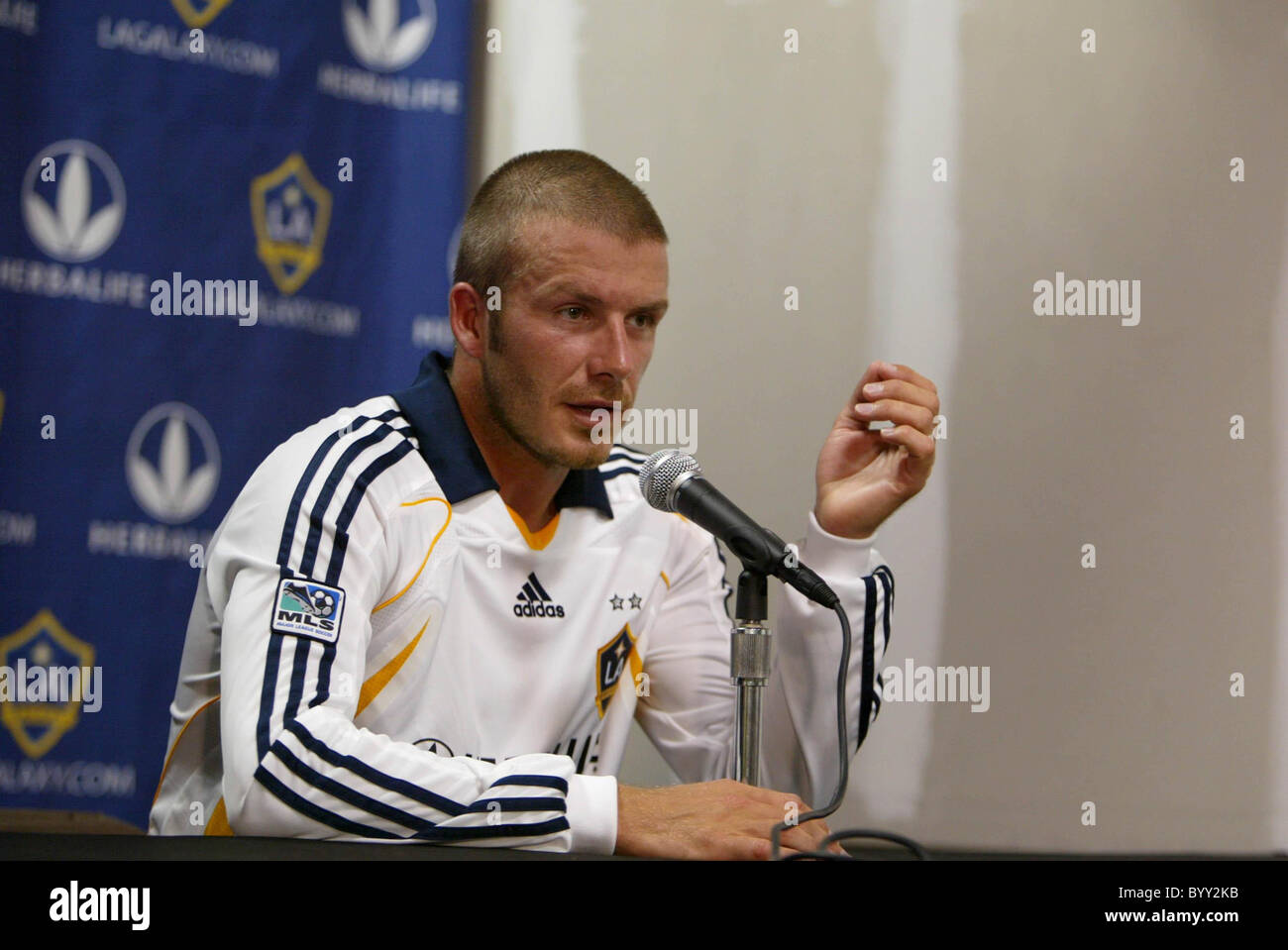 David Beckham Press conference held at the RFK Stadium batting room to ...