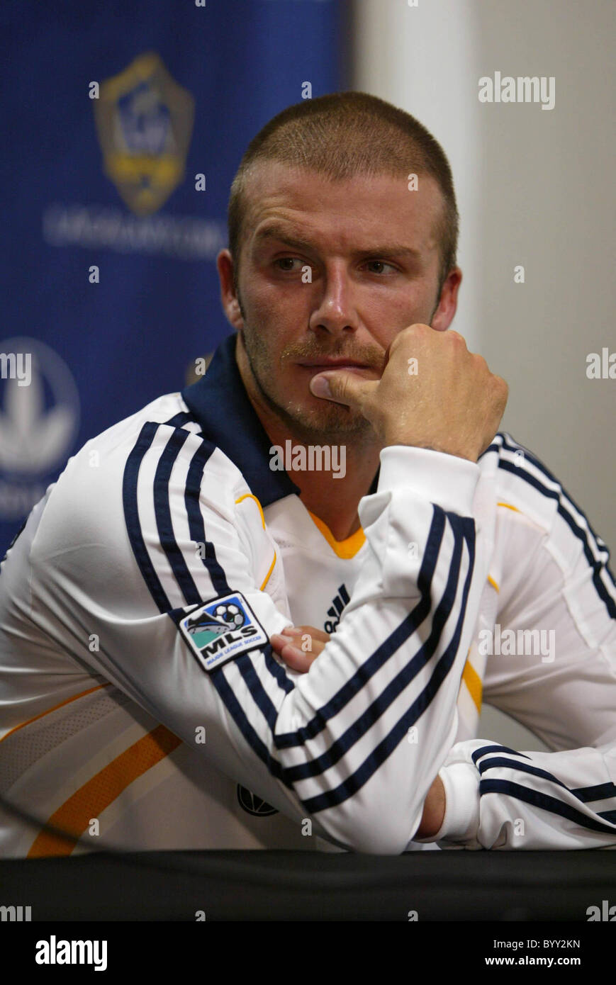 David Beckham Press conference held at the RFK Stadium batting room to ...