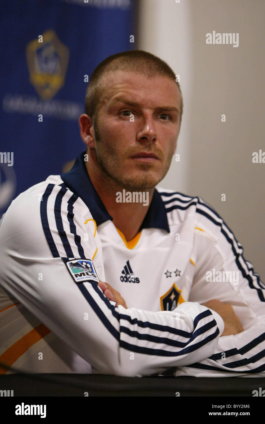 David Beckham Press conference held at the RFK Stadium batting room to ...