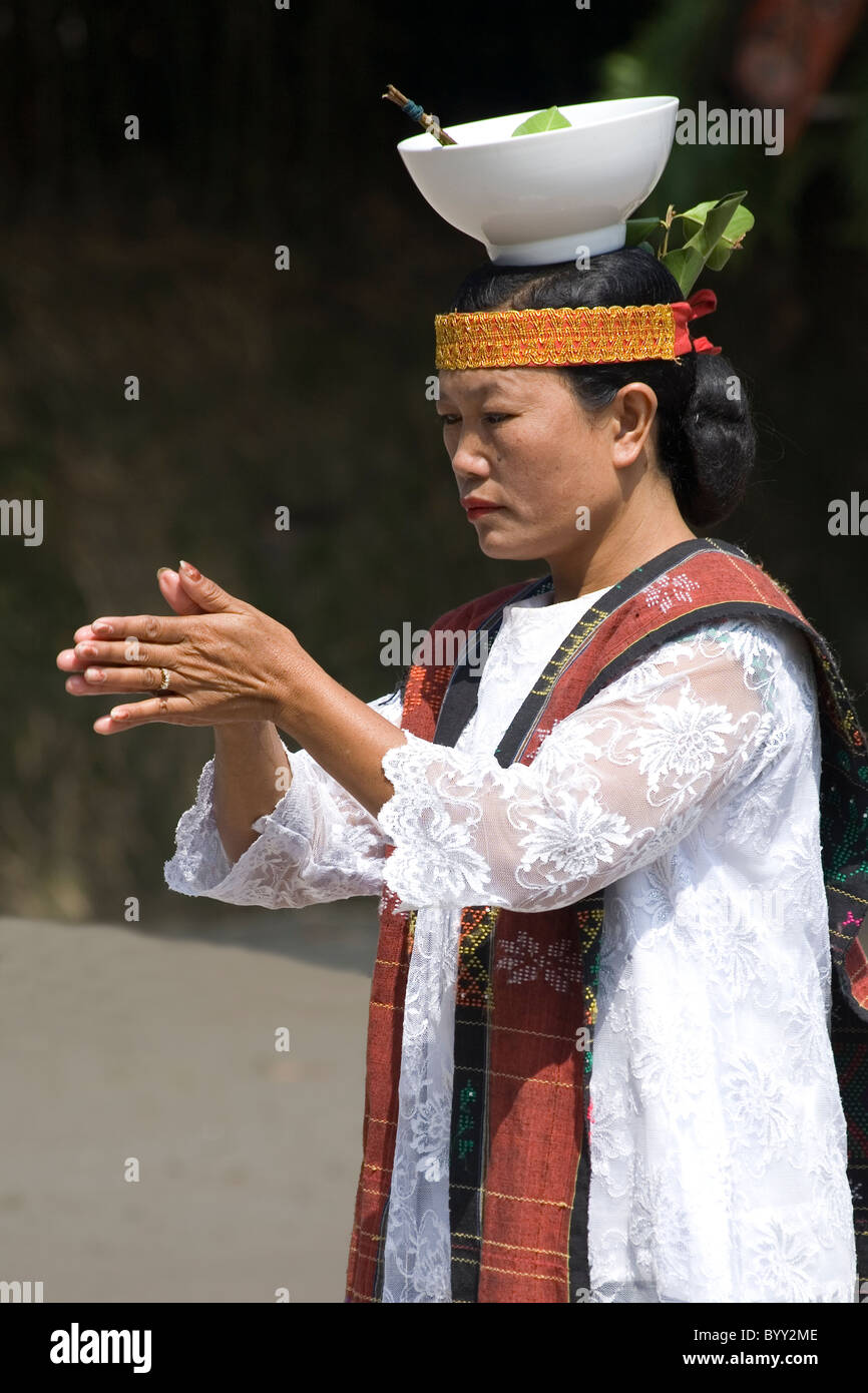 Indonesia Sumatra Lake Toba Samosir island Simanindo Batak dancer Stock ...