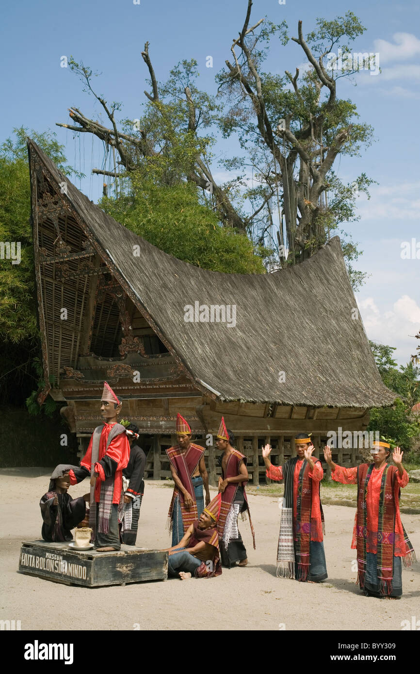 Indonesia Sumatra Lake Toba Samosir island Simanindo Batak dancers ...