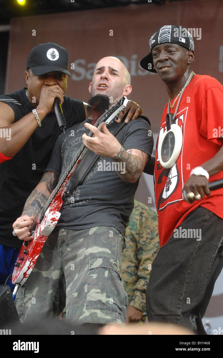 Chuck D of Public Enemy, Flavor Flav of Public Enemy, Scott Ian of ...