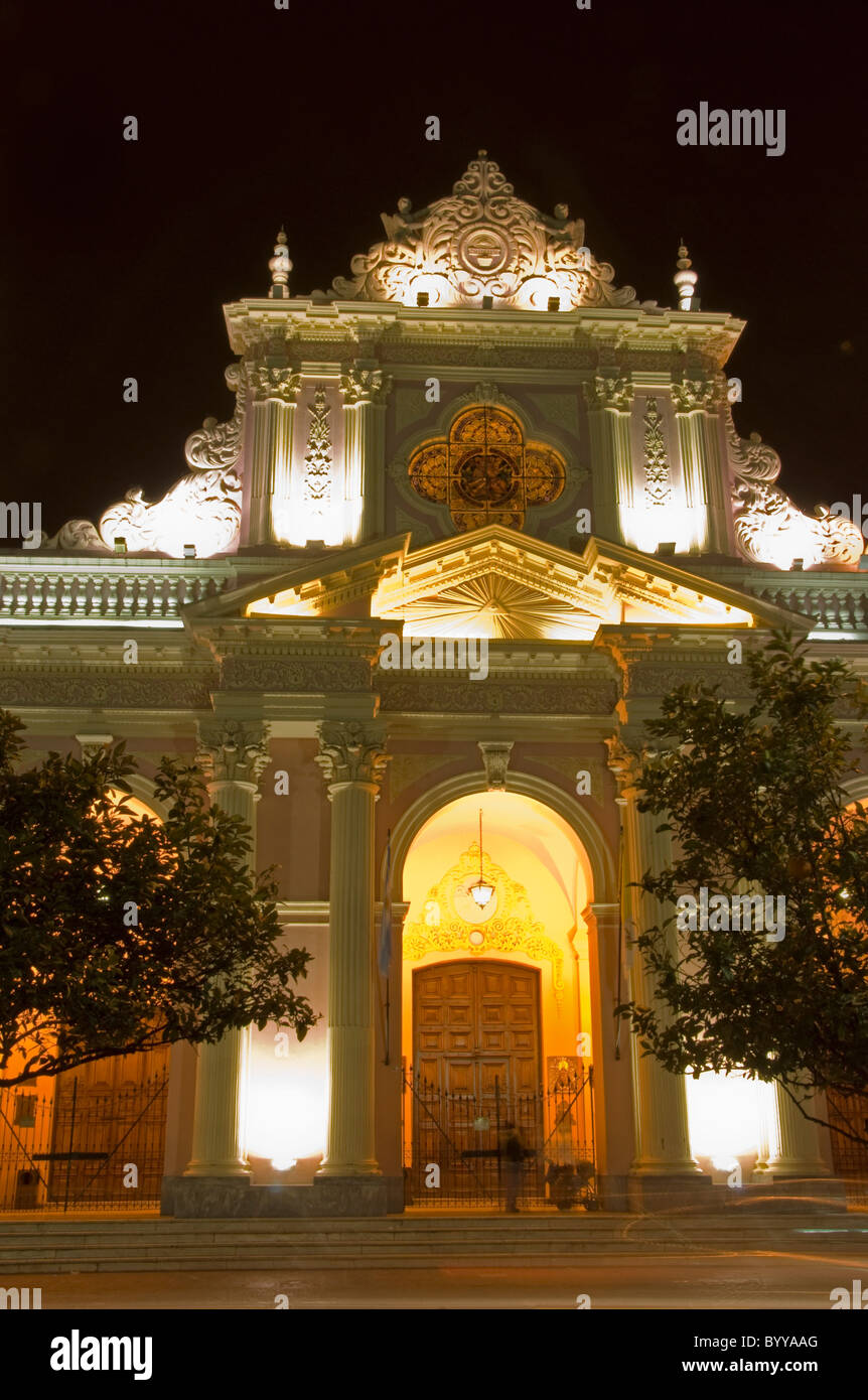 a cathedral illuminated at night; salta, argentina Stock Photo - Alamy