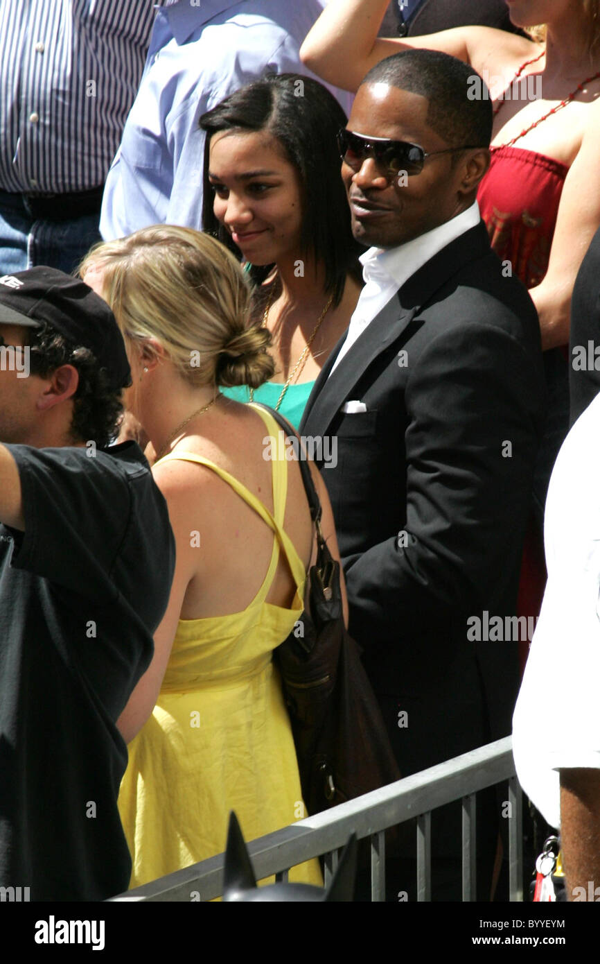 Jamie Foxx with his family on Hollywood Boulevard, before attending a ...