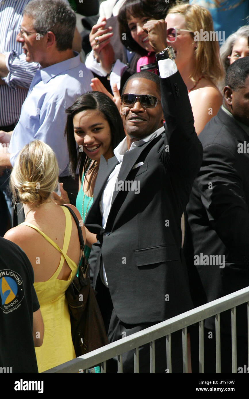 Jamie Foxx with his family on Hollywood Boulevard, before attending a ...
