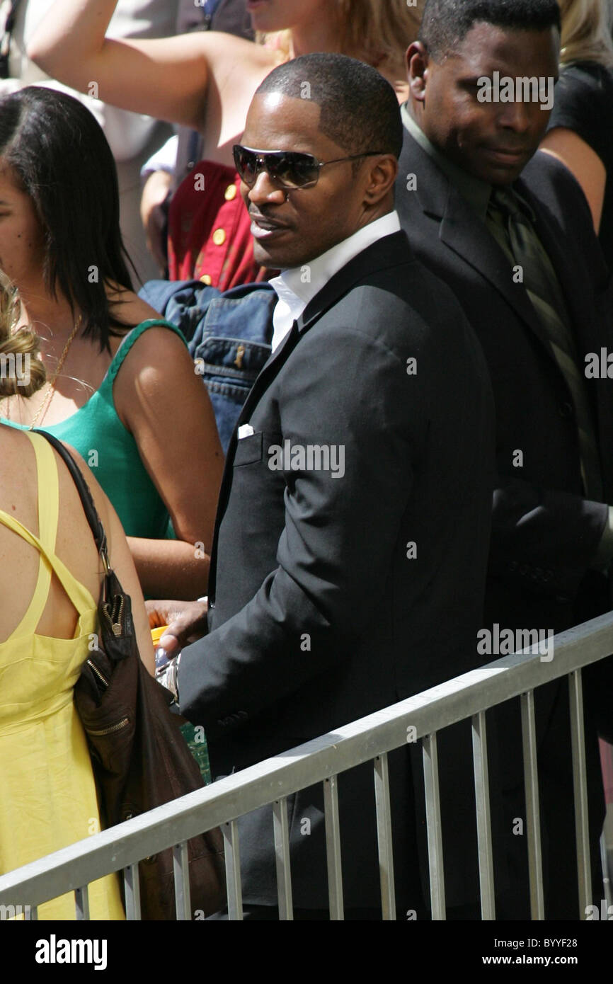 Jamie Foxx with his family on Hollywood Boulevard, before attending a ...
