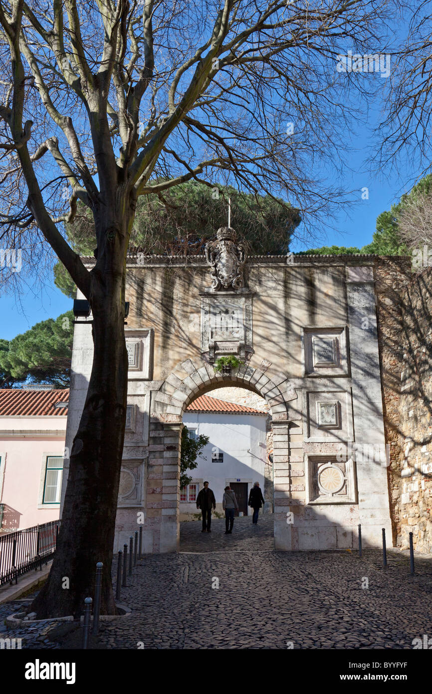 Entrance of Sao Jorge (St. George) Castle in Lisbon, Portugal Stock ...