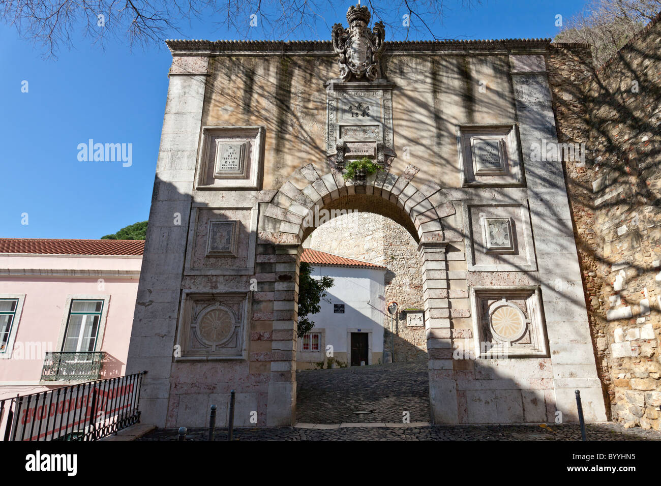 Entrance of Sao Jorge (St. George) Castle in Lisbon, Portugal Stock ...
