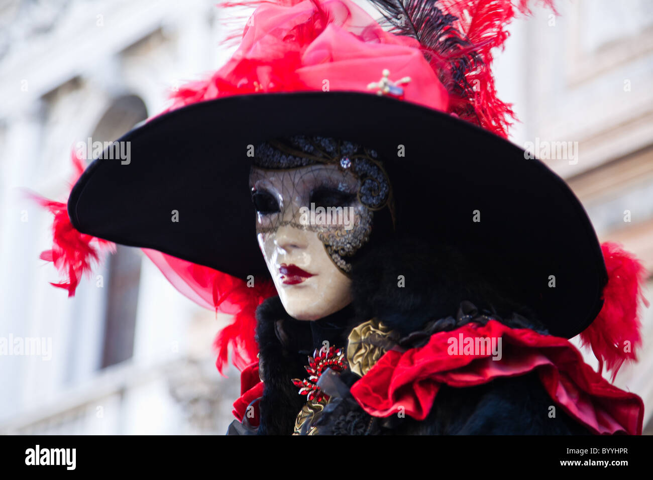 Italy, Venice, typical carnival masks in Piazza San Marco Stock Photo ...